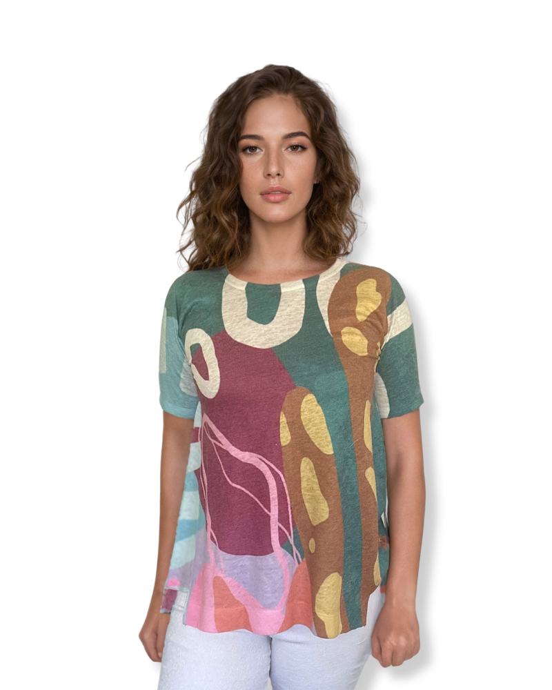 A-LINE TOP GREEN ABSTRACT BY MARISOL FERNANDEZ — Atelier5
